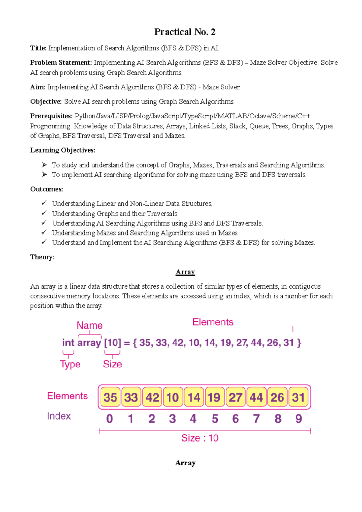 AI Practical No. 2: Implementing BFS & DFS Search Algorithms - Studocu