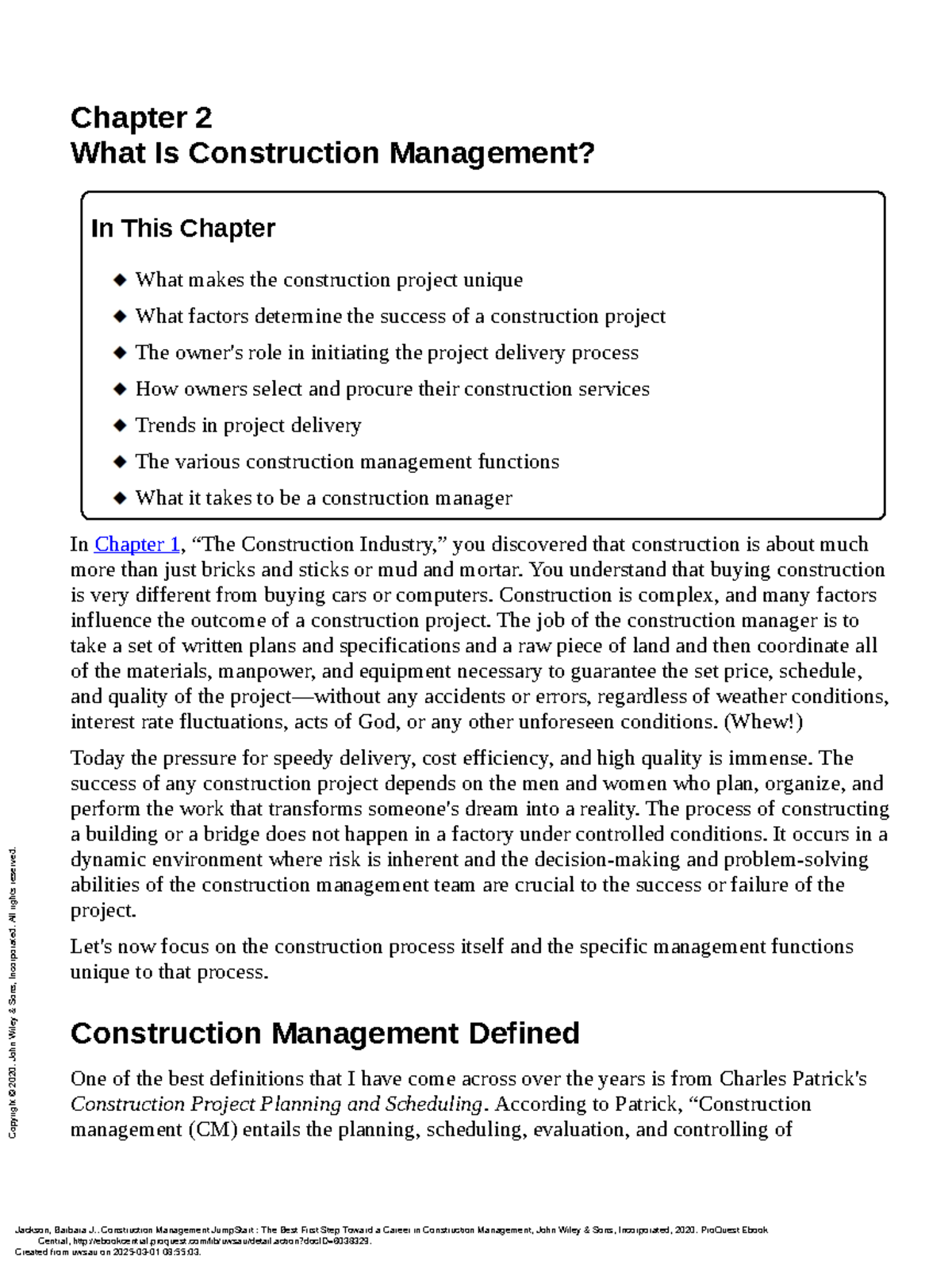 Chapter 2: Understanding construction management and its key functions ...