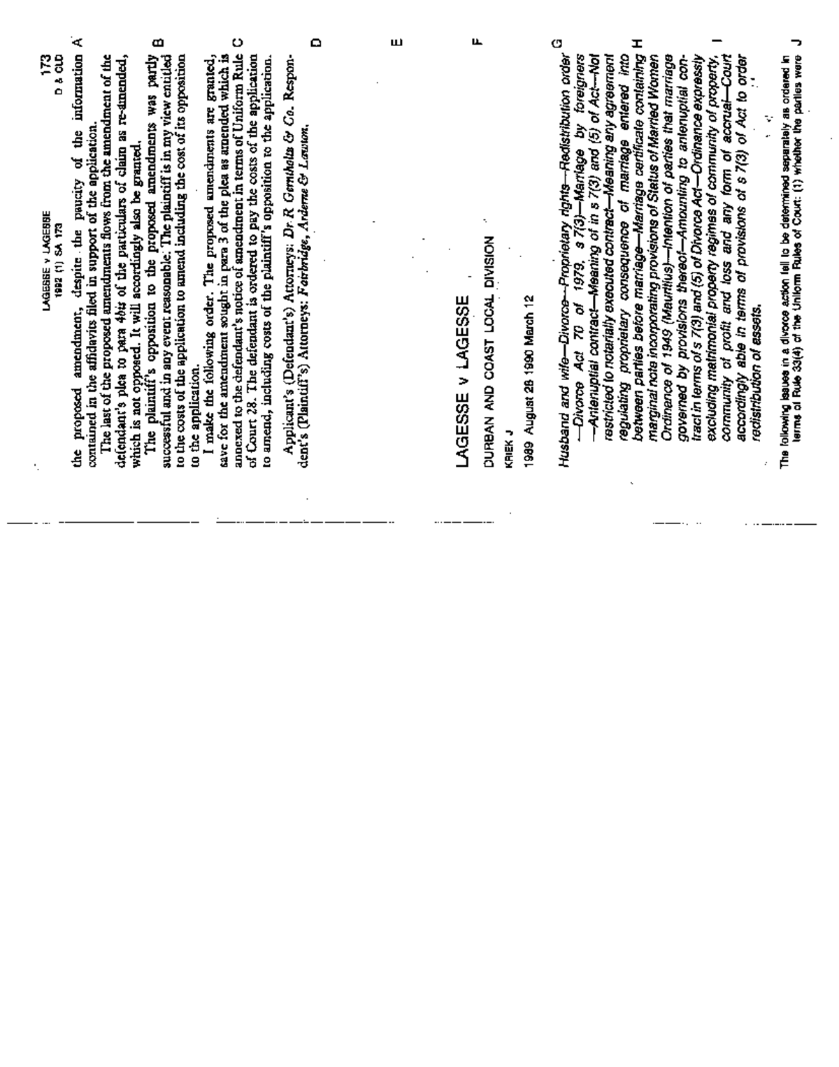 LAGESSE V LAGESSE - Case Analysis of 1992 Divorce Proceedings - Studocu