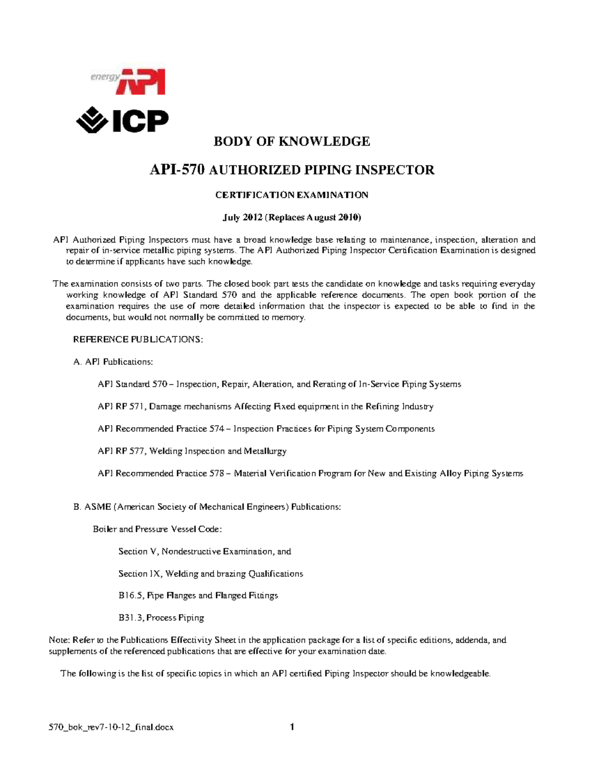 API 570 Authorized Piping Inspector Certification Exam Guide - July ...