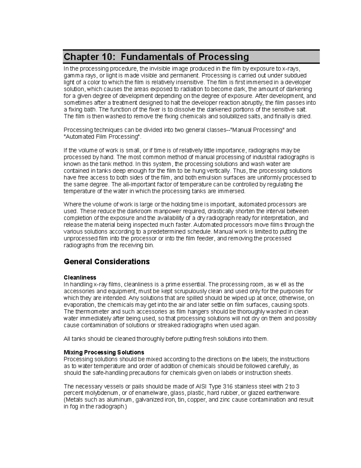 Radiography Processing Techniques: Chapter 10 Insights for IND 101 ...