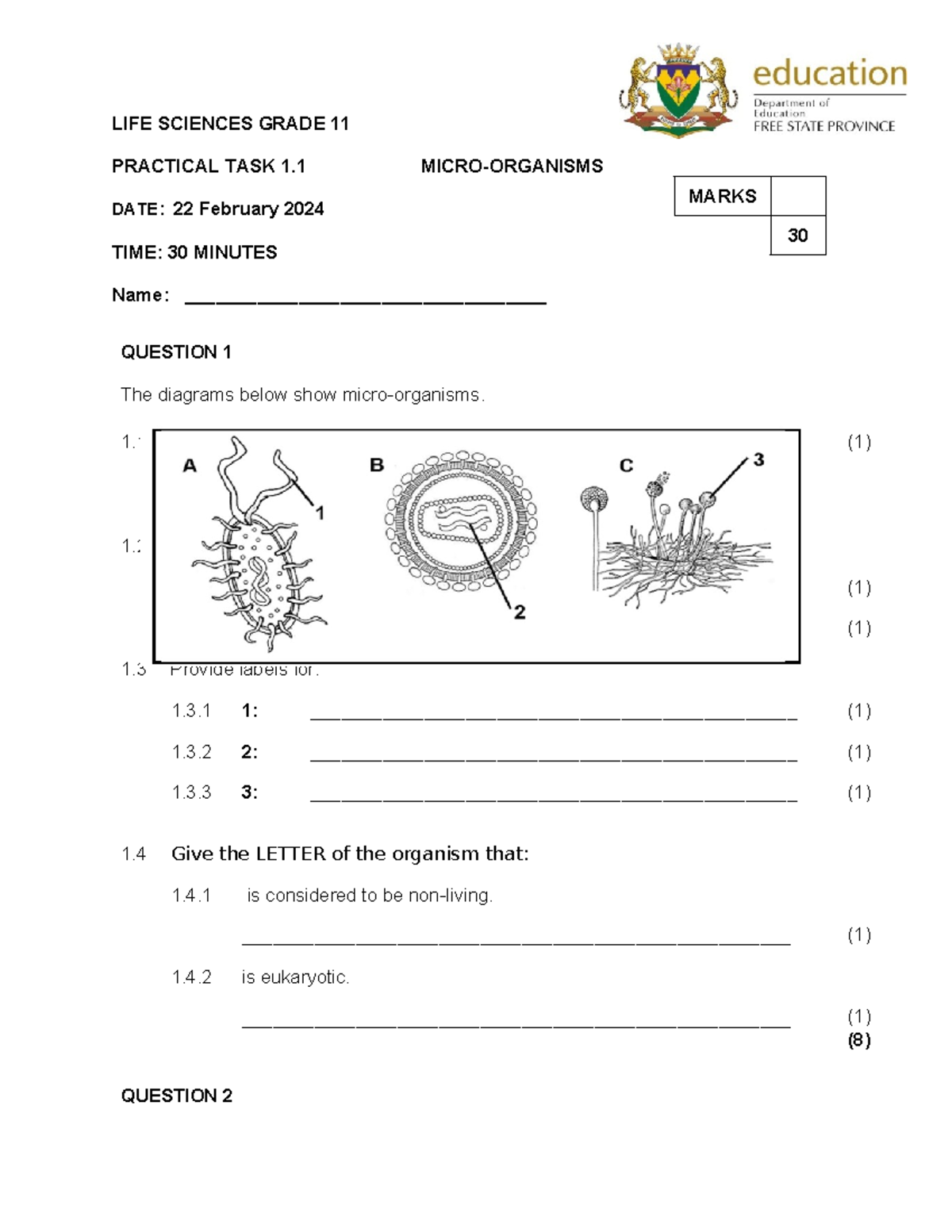 LS Grade 11 Life Sciences Practical Task 1.1 - TB & Mould Investigation - Studocu