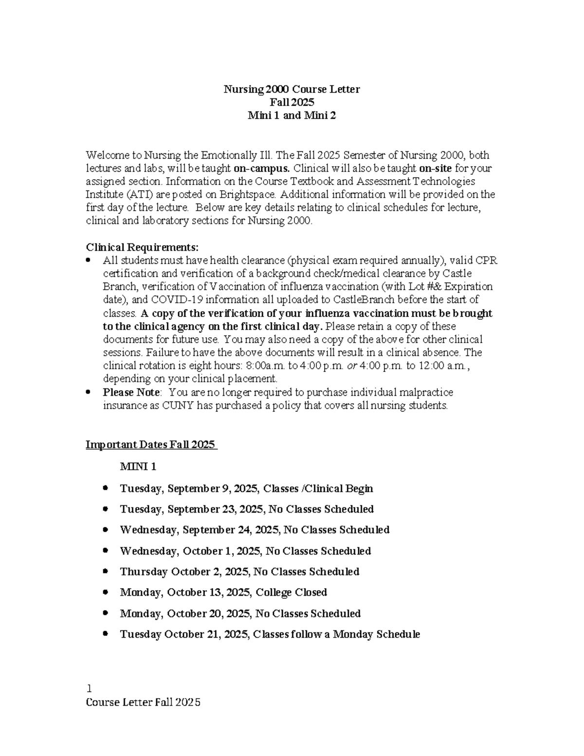 NUR 2000 Course Letter Fall 2025: Welcome to Nursing the Emotionally ...