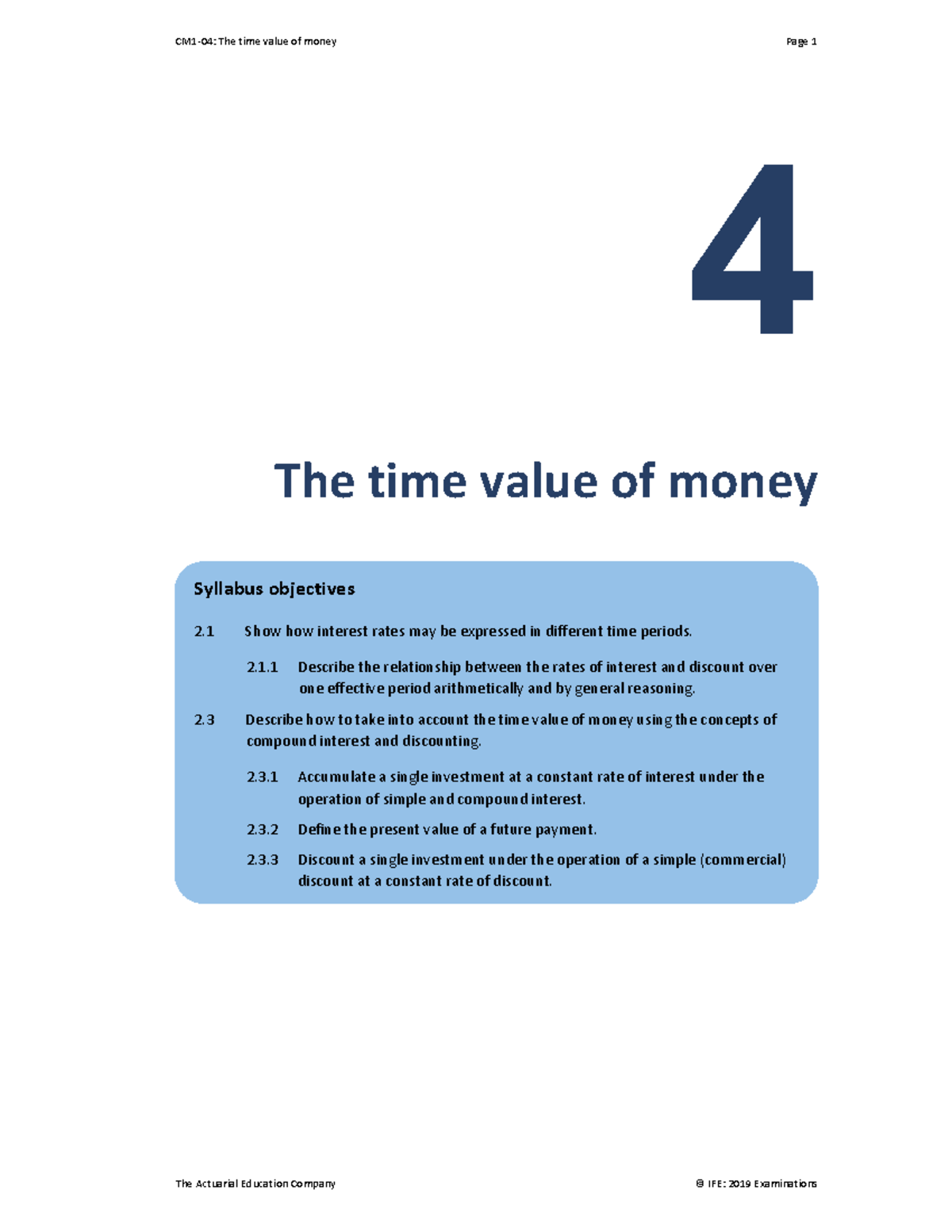 Chapter 2: Time Value of Money - IFE 2019 Exam Notes - Studocu