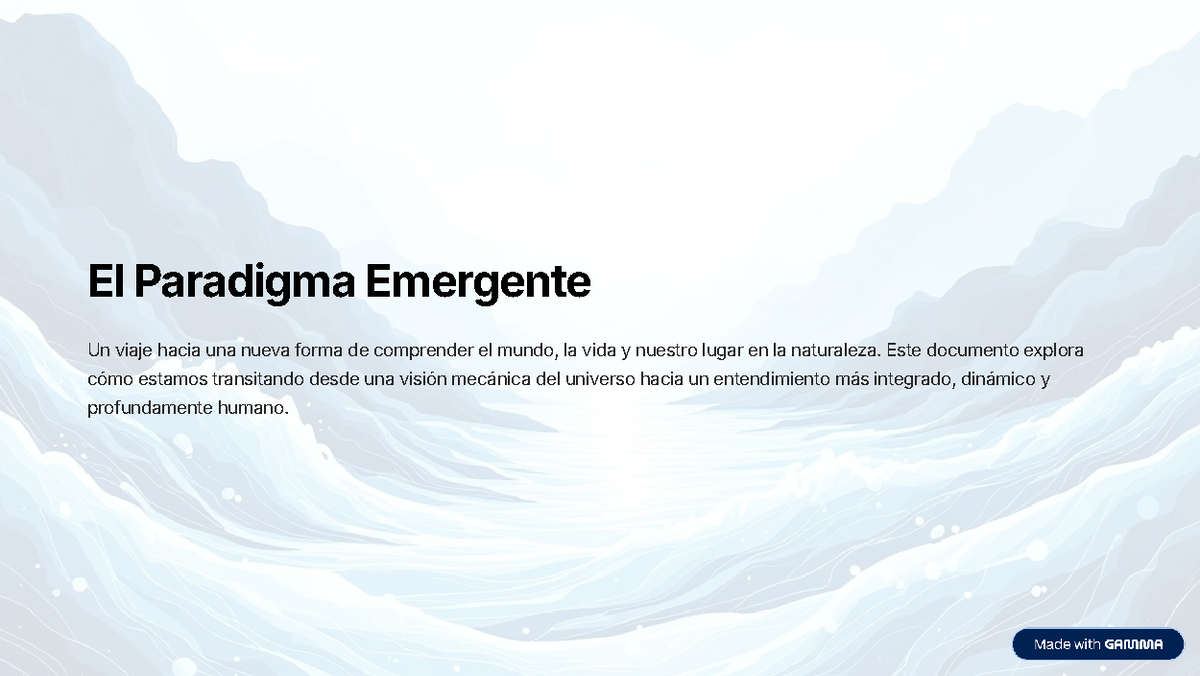 El Paradigma Emergente: Una Nueva Comprensión del Mundo y la Vida - Studocu