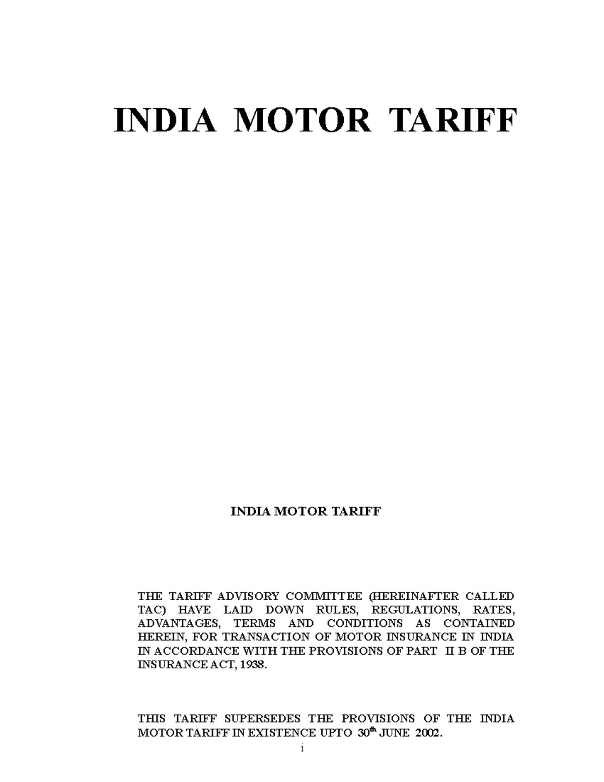 IMT - Comprehensive Guide to India's Motor Tariff Regulations - Studocu