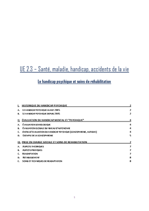 S2 UE2.3 - Cours IFSI - 2. 3 Santé, maladie, handicap, accidents de la ...
