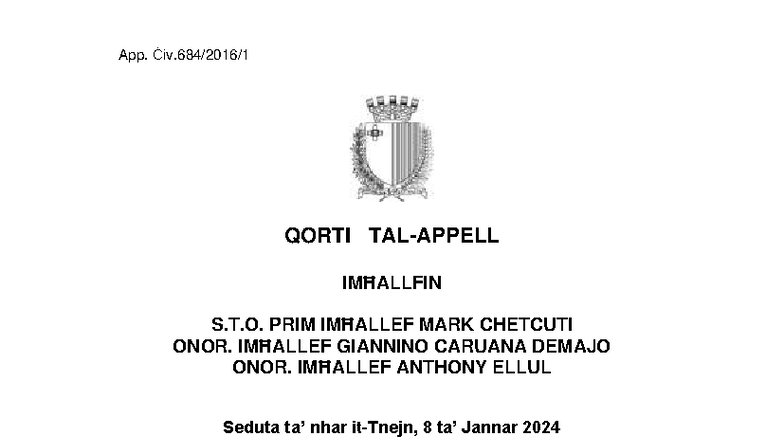 App. QORTI IMĦALLFIN S.T.O. Final Exam Case Study: Jeffrey Farrugia v ...