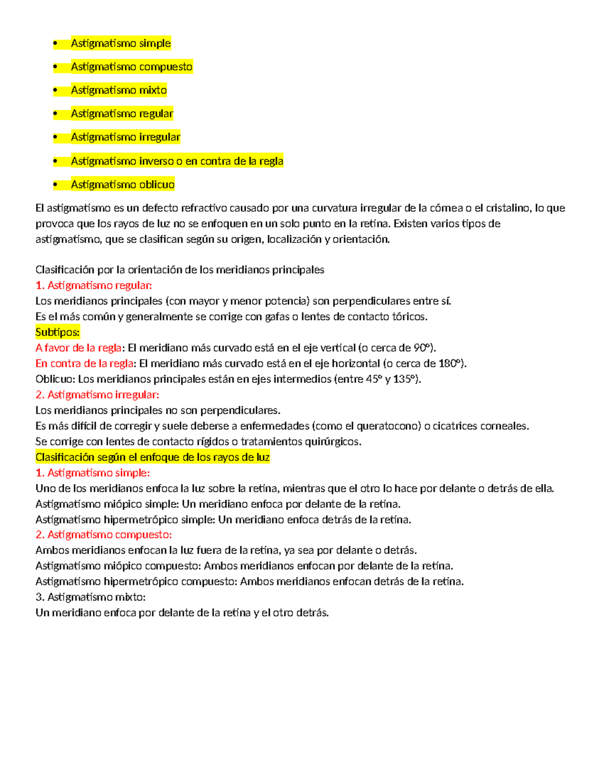 Defectos Refractivos: Astigmatismo y Hipermetropía - Anatomía Ocular ...