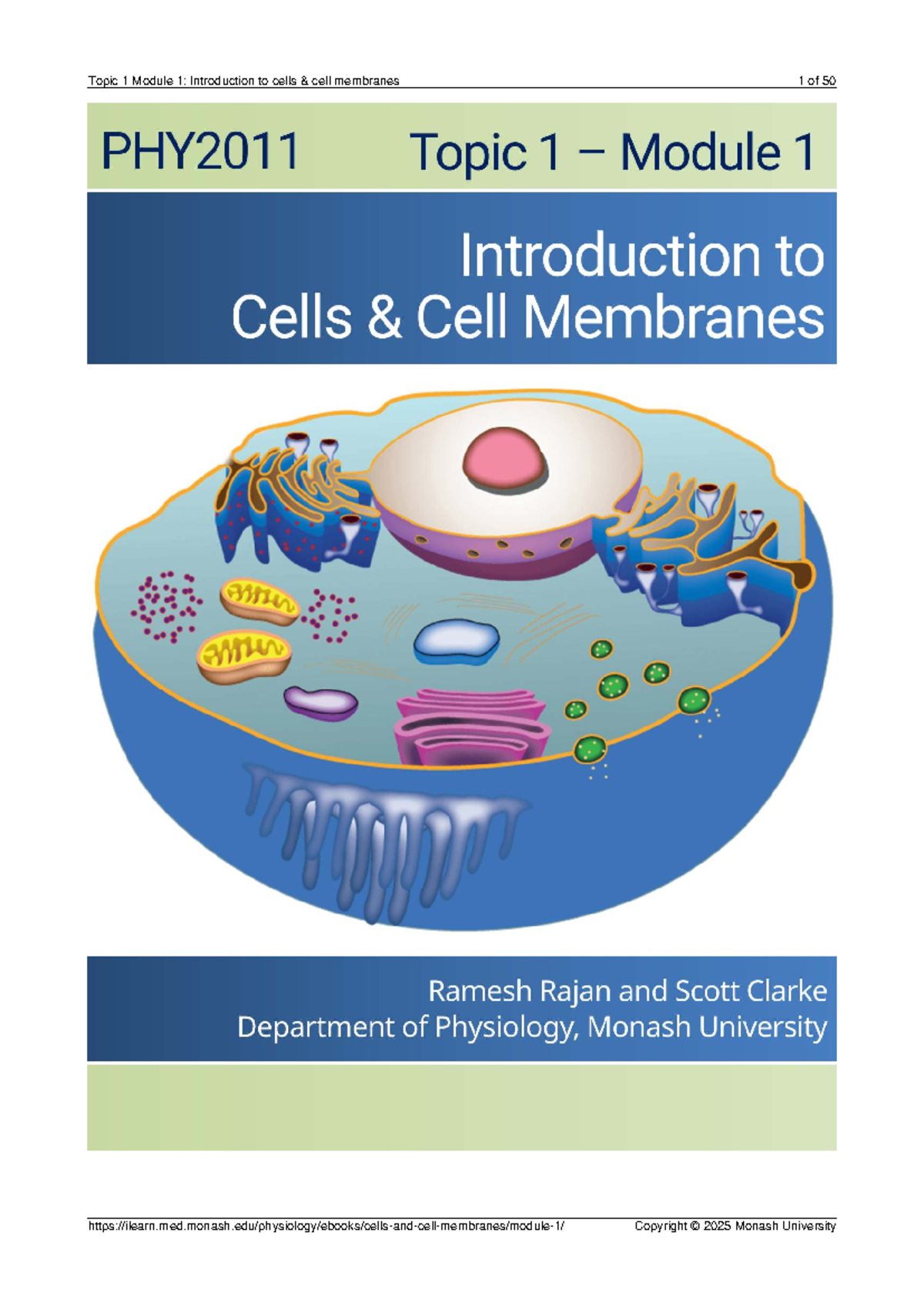 Topic 1, L1: Intro to Cells & Cell Membranes - Module Notes - Studocu