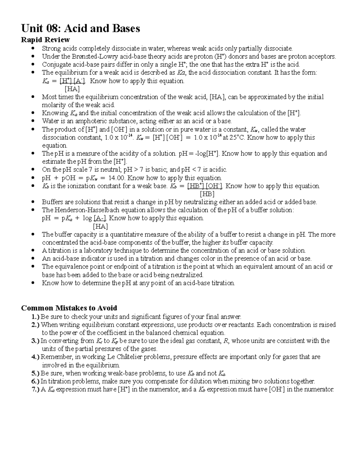 Unit 08 Rapid Review - Fundamentals of Chemistry Lecture Notes for ...