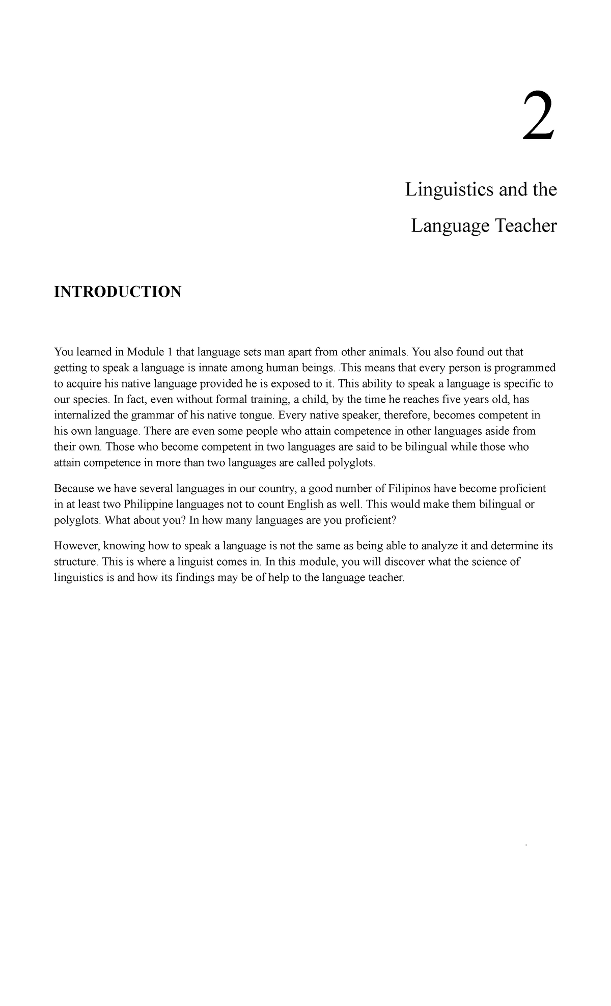 Chapter 2-Linguistics and the Language Teacher - 2 Linguistics and the ...