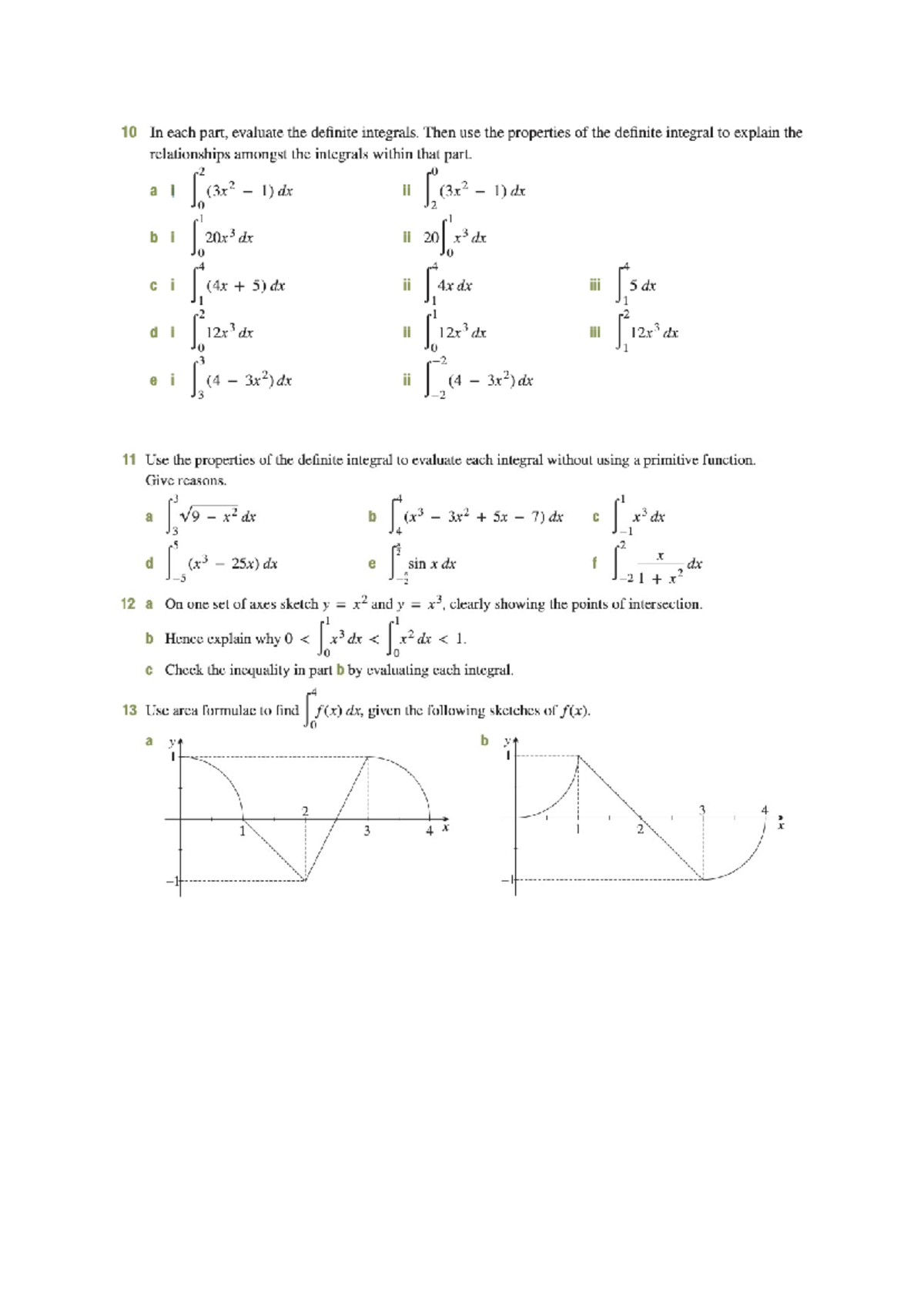 Maint - Practice Questions - 10 In each part, evaluate the definite ...