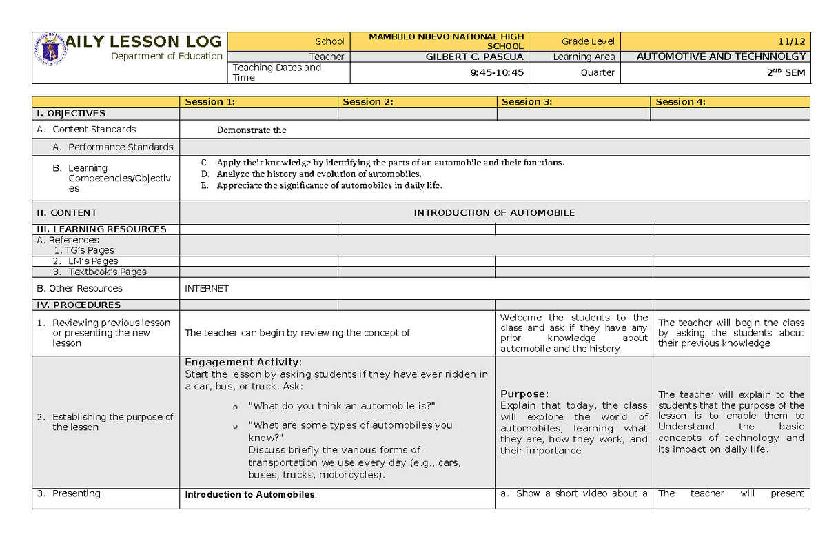 Automotive Lesson: Introduction to Automobiles - Week 1 Overview - Studocu