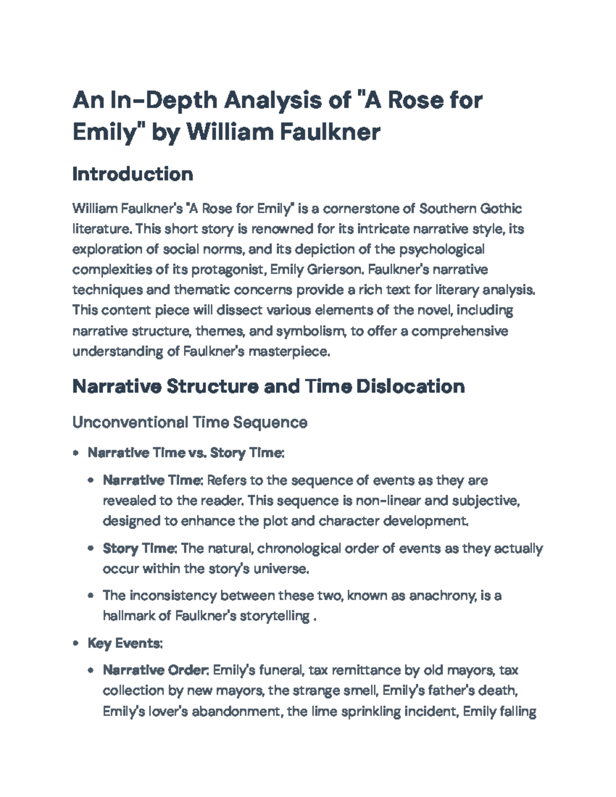 In-Depth Analysis of "A Rose for Emily" (ENG 101) by William Faulkner ...