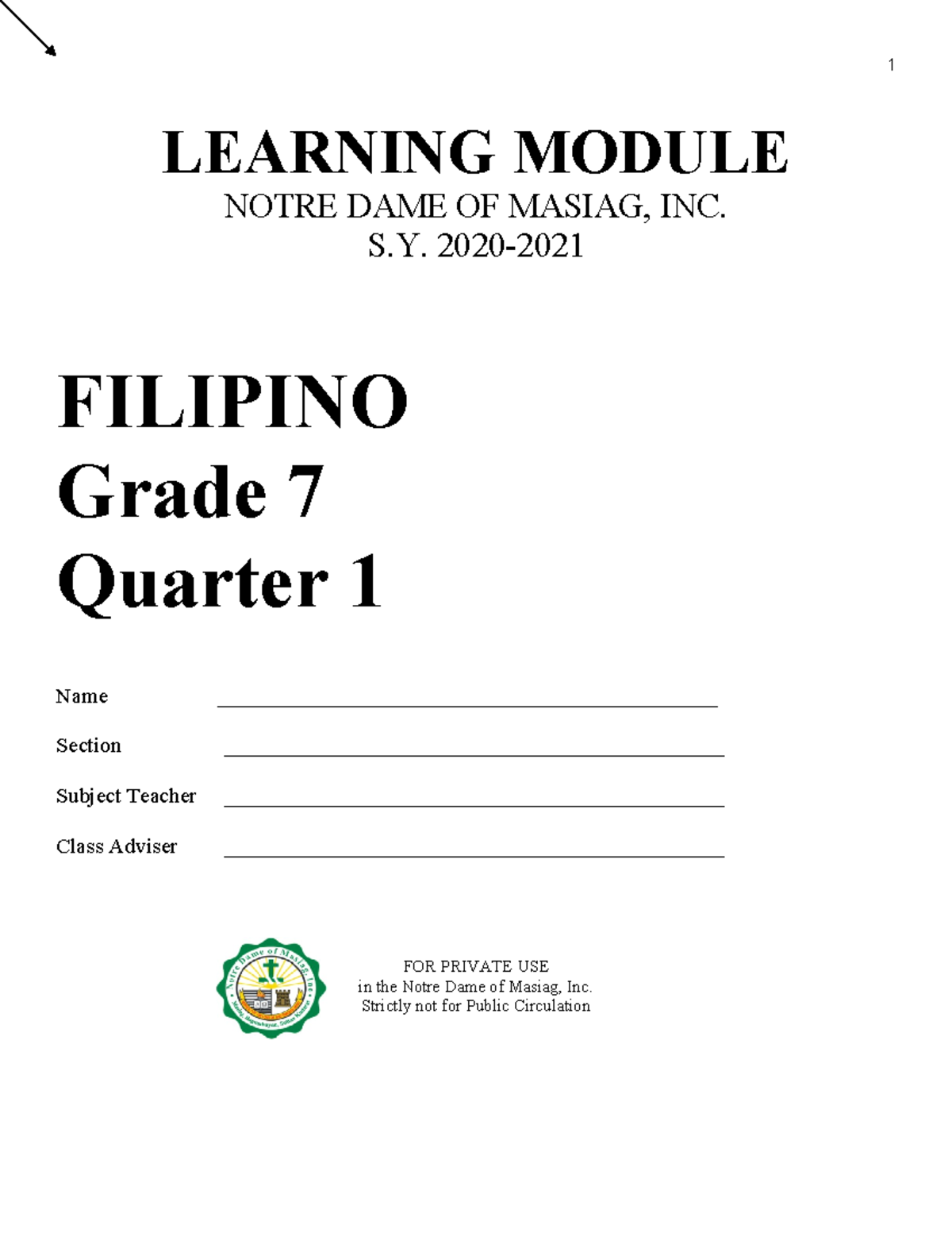 Filipino 7 QTR 1 - Learning Module Overview and Activities - Studocu