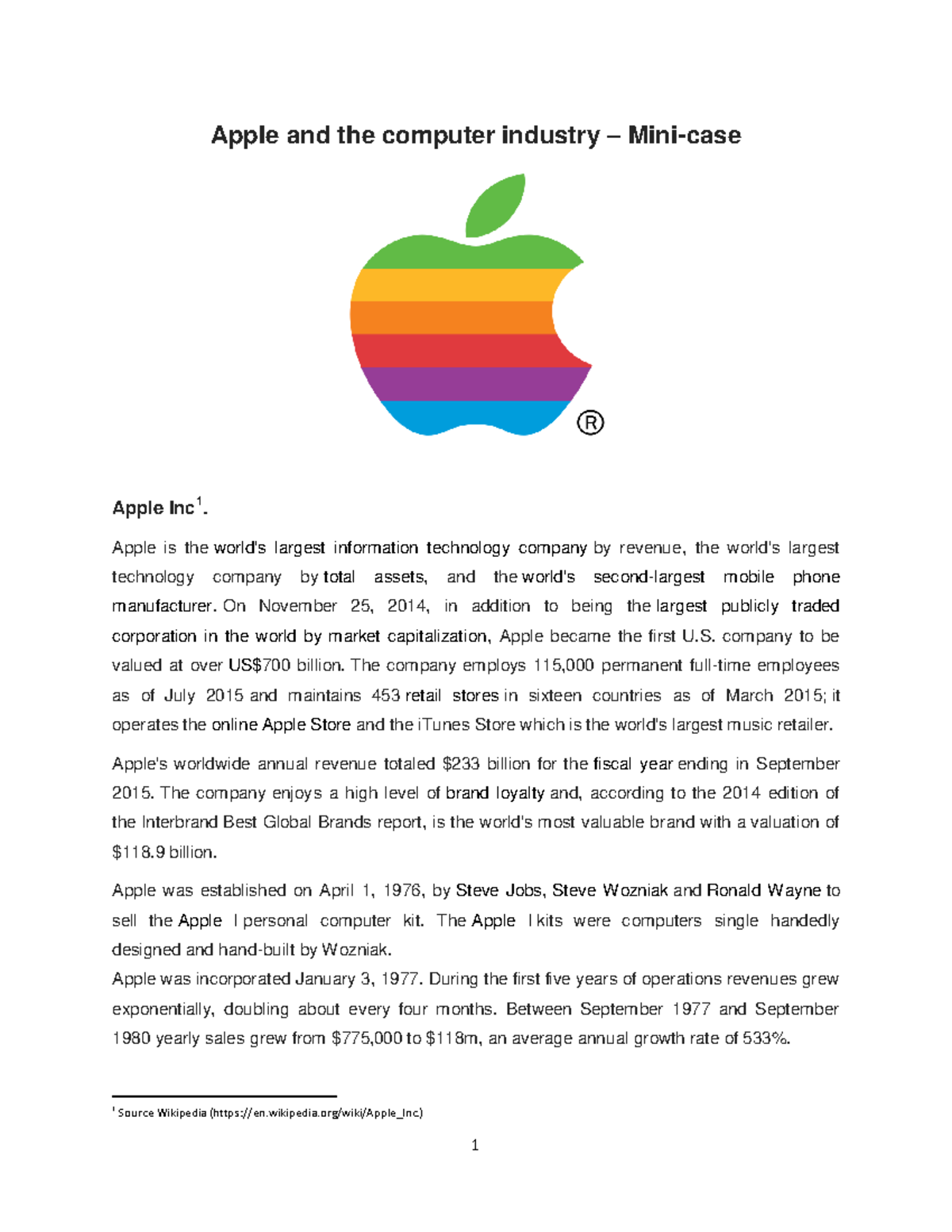 Apple mini case - Session 2 - Industry Analysis - Apple and the ...