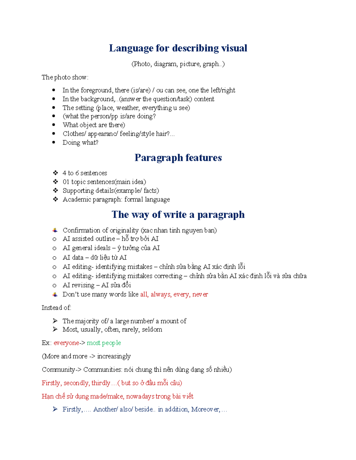 Language for Describing Visuals: Techniques and Guidelines - Studocu