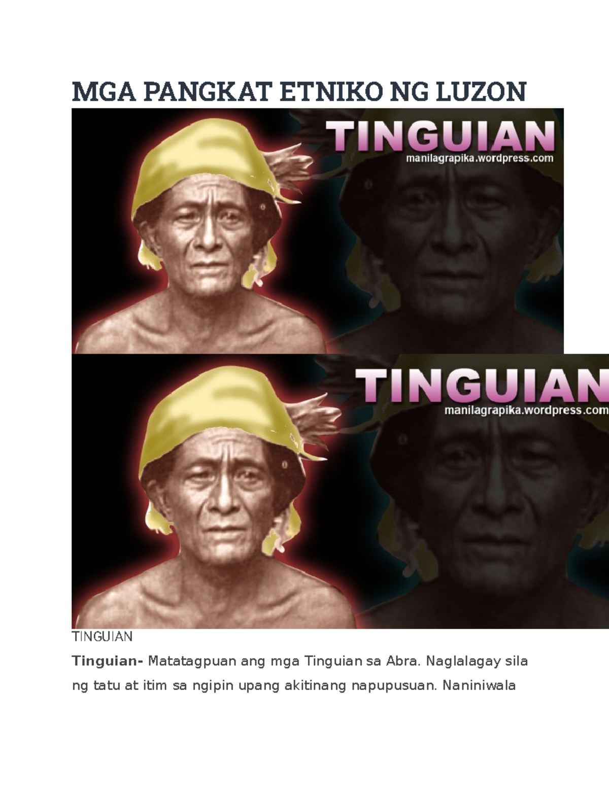 MGA Pangkat Etniko NG Luzon - MGA PANGKAT ETNIKO NG LUZON TINGUIAN ...
