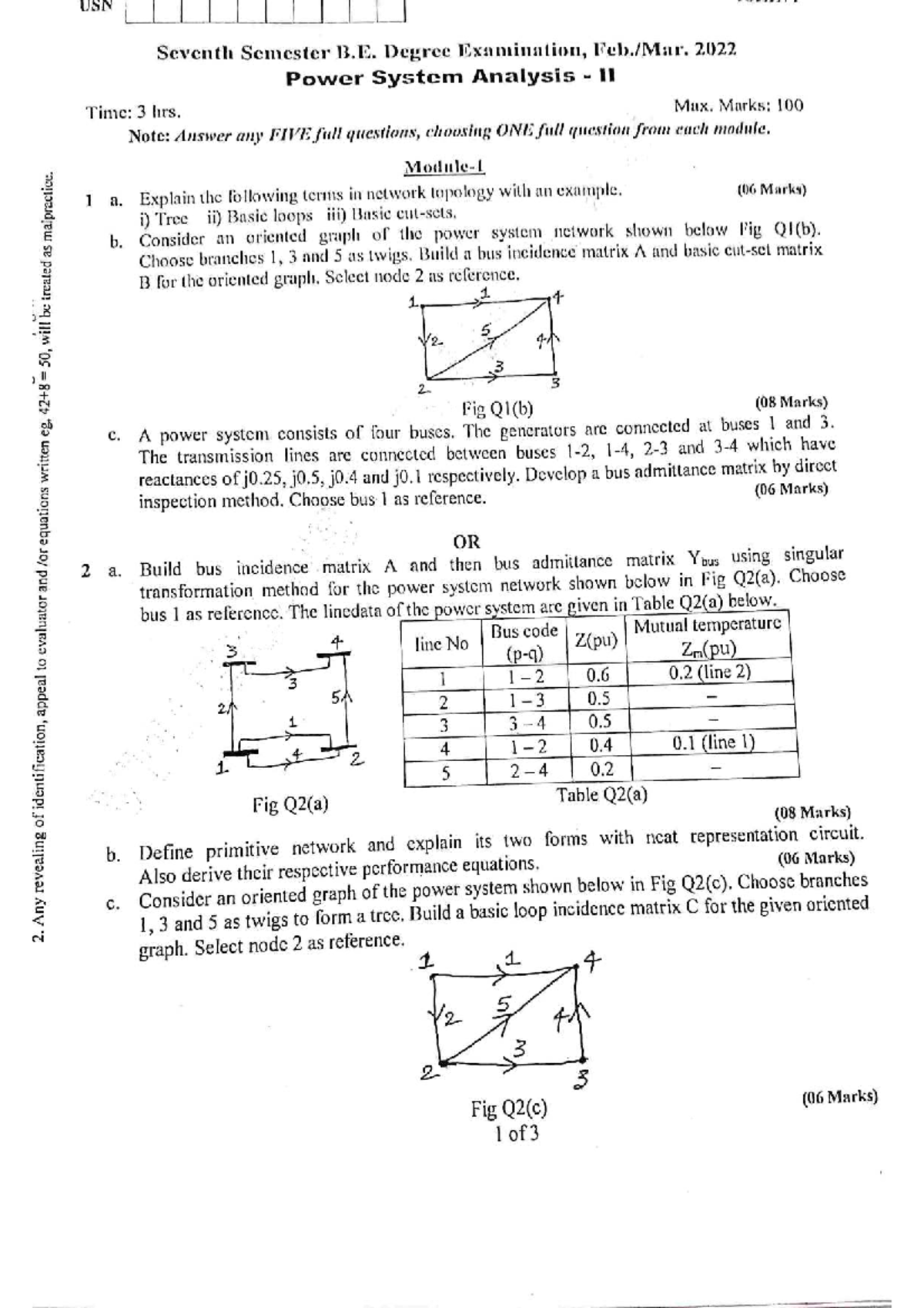 Power System Analysis II Solutions - 18EE71 Exam Paper 2022 - Studocu