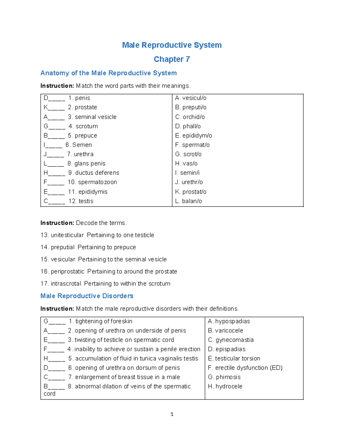 AHP105 Wk6 Male Reproductive System Assignment Overview - Studocu