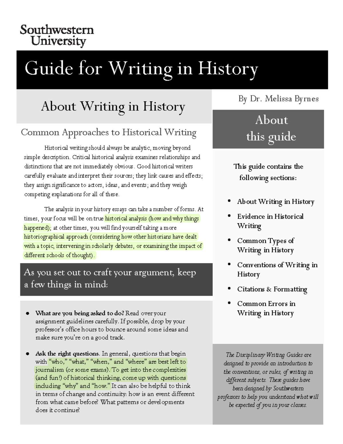 Byrnes - Comprehensive Guide to Historical Writing Techniques - Studocu