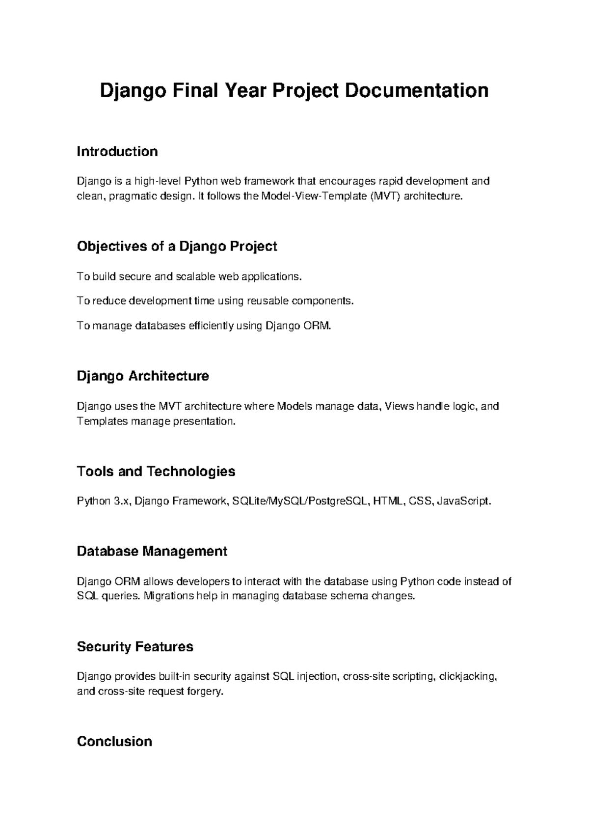 Django Final Year Project Documentation Overview - Studocu