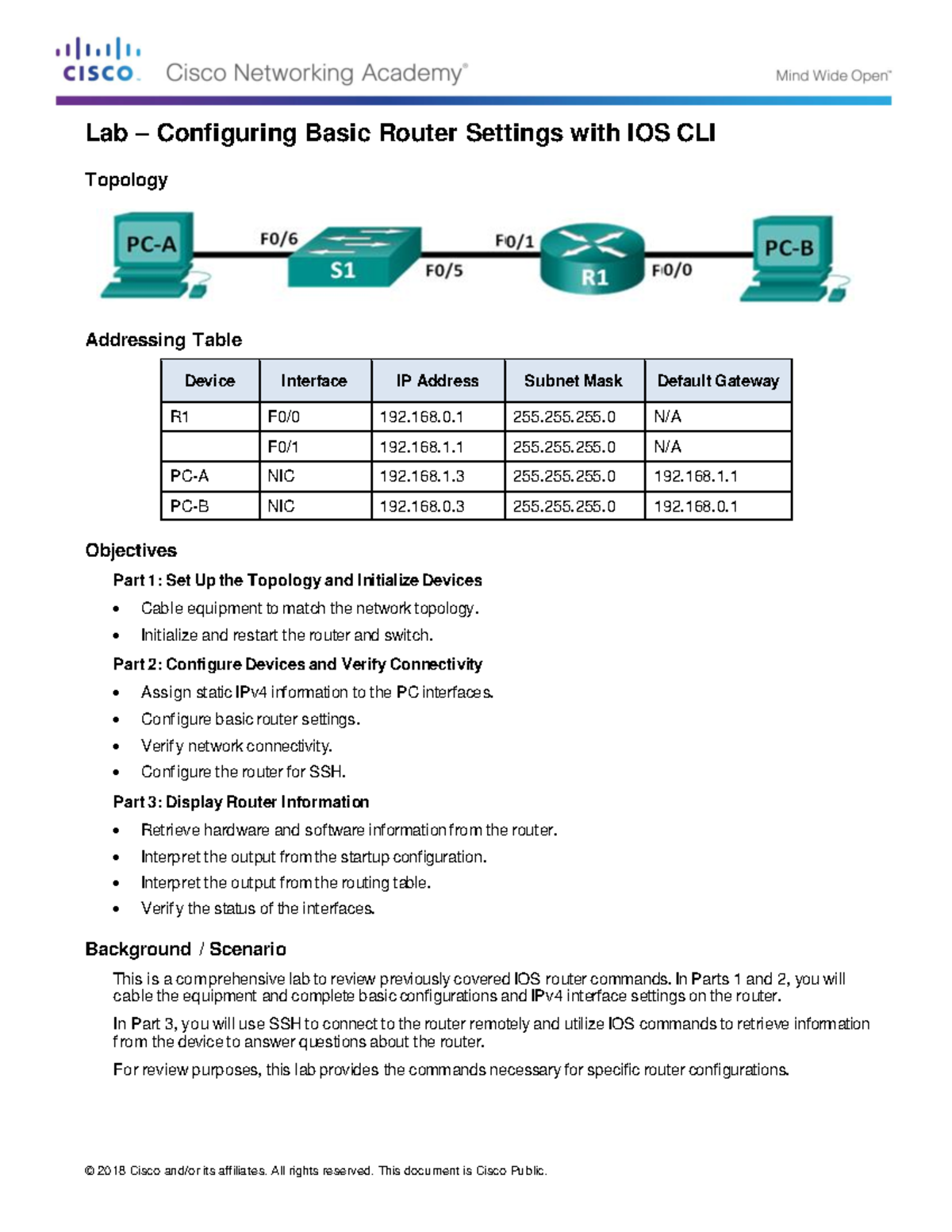 Lab 3: Configuring Basic Router Settings with IOS CLI - Studocu