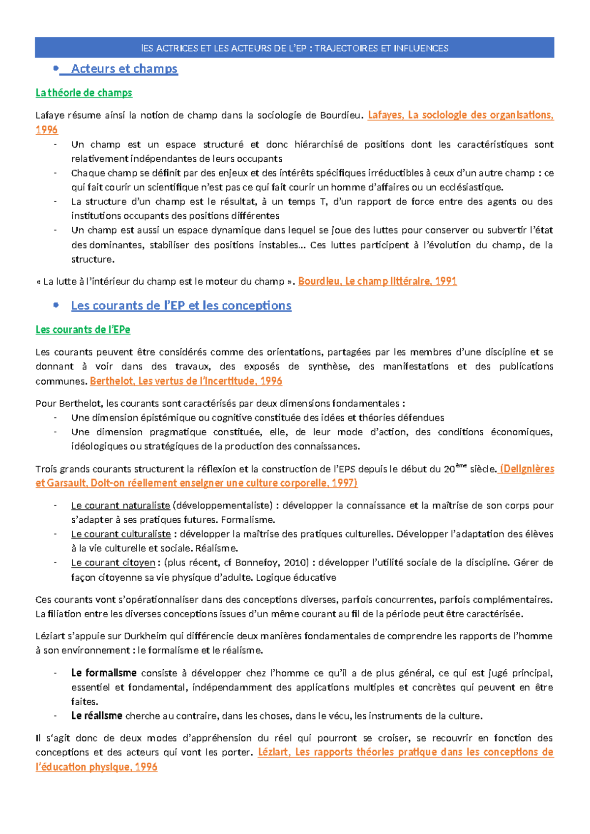Fiche thématique - Les Actrices et Acteurs de l'EP : Trajectoires et ...