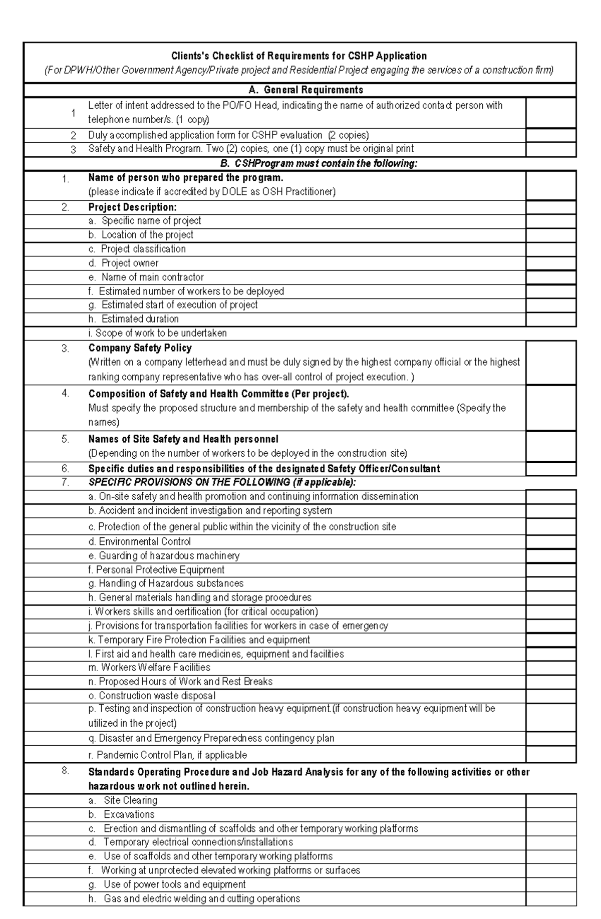 CSHP Application Checklist for Clients: Essential Requirements ...