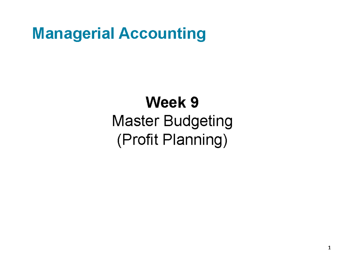 Managerial accounting week9 2020 - Warning: TT: undefined function: 32 ...