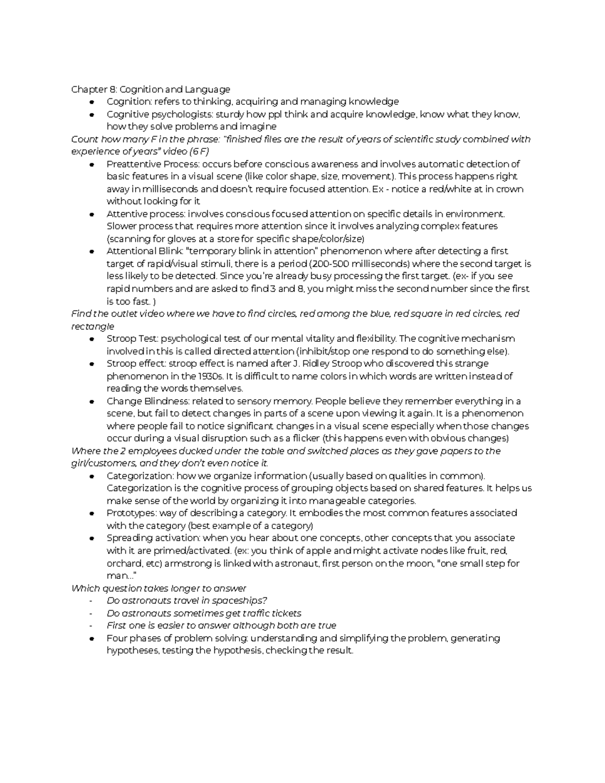 Chaoter 8 Cognition and Language - Chapter 8: Cognition and Language ...
