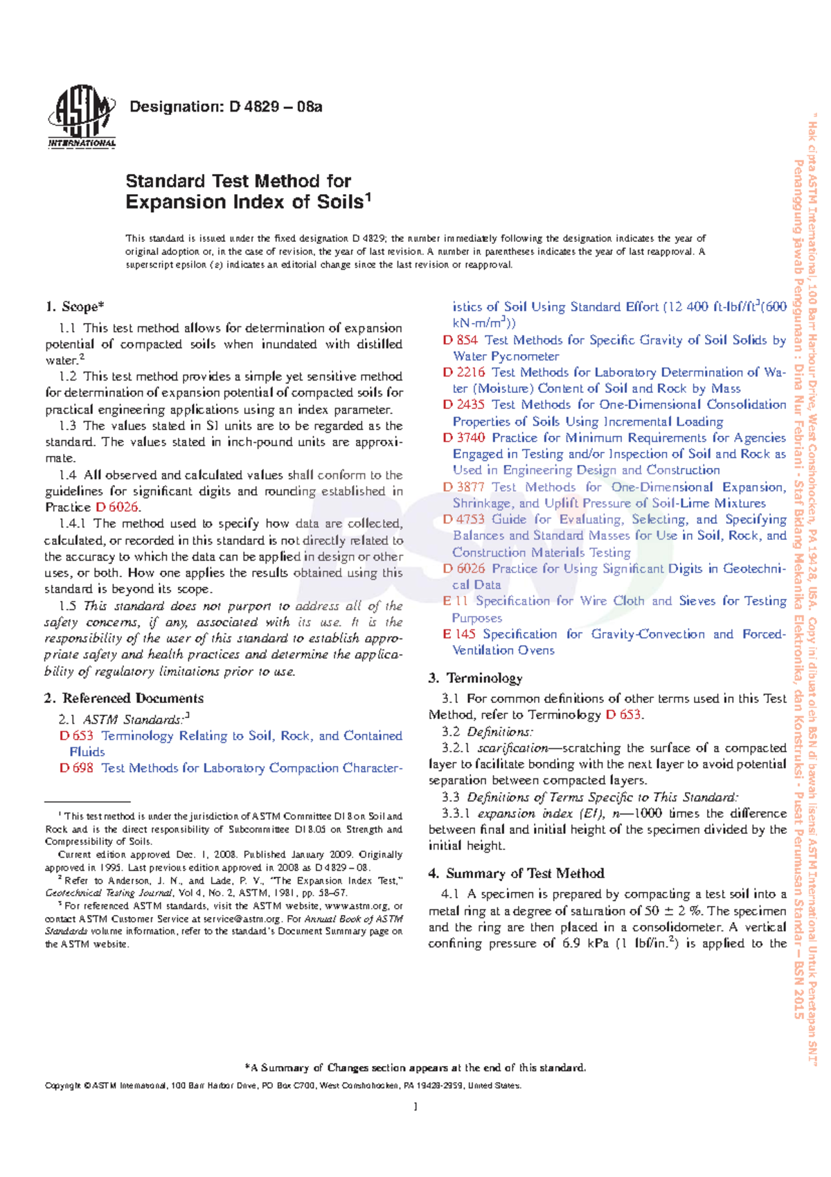 ASTM D 4829-08a Standard Test Method for Expansion Index of Soils - Studocu