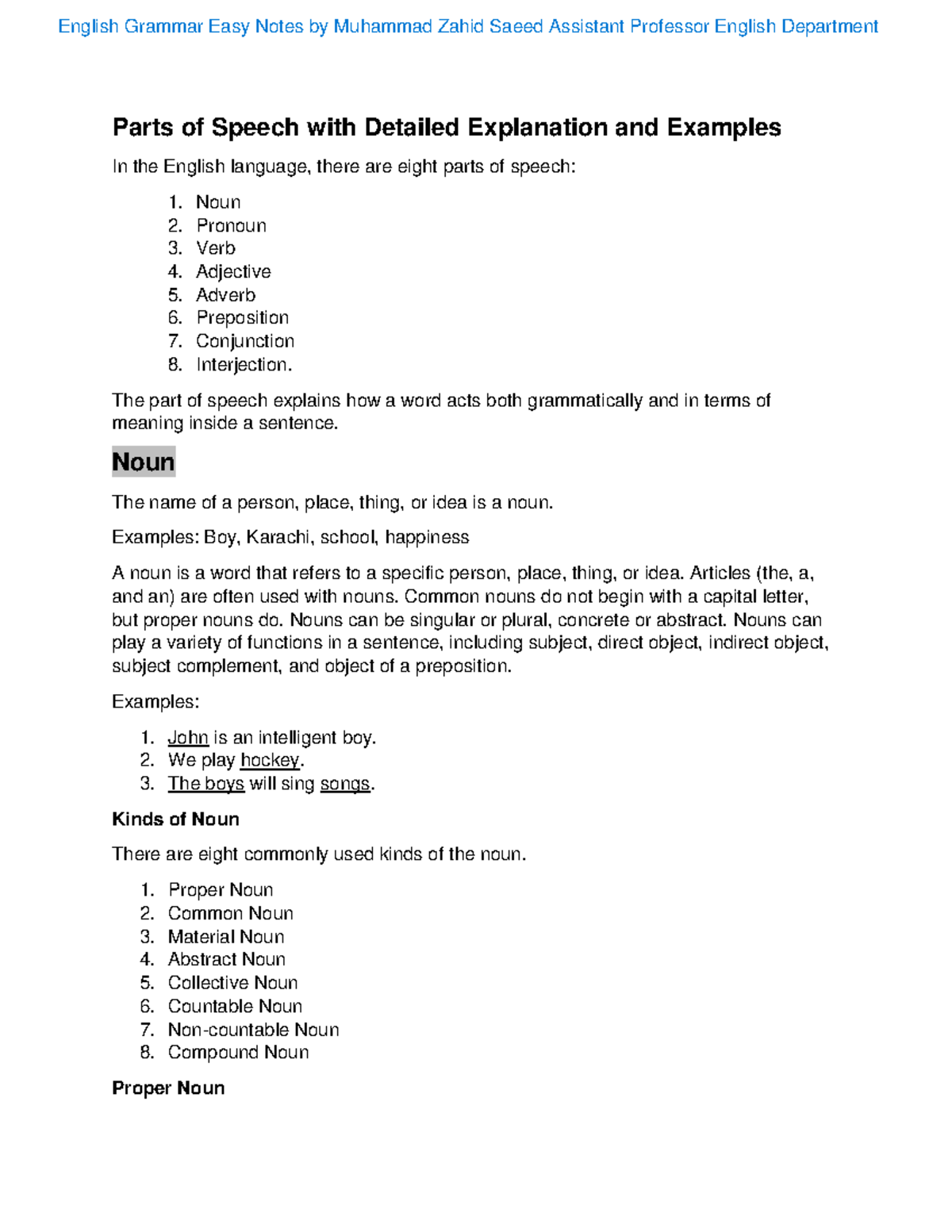 Comprehensive Guide on Parts of Speech: Detailed Explanations ...