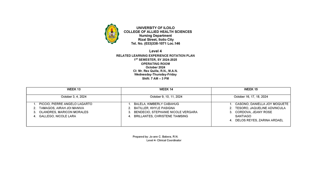 WVMC - Assignment - UNIVERSITY OF ILOILO COLLEGE OF ALLIED HEALTH ...