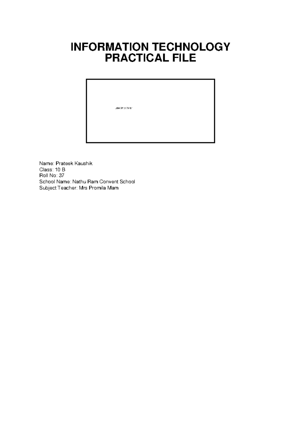 IT Practical File for Class 10B - Prateek Kaushik - Studocu