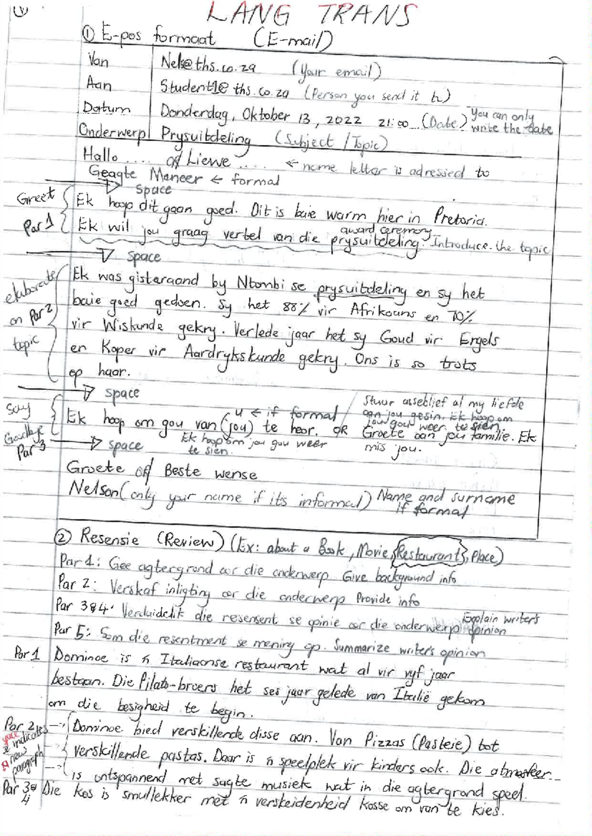 LANG TRANS I: Notes on Long and Short Transactional Texts - Studocu