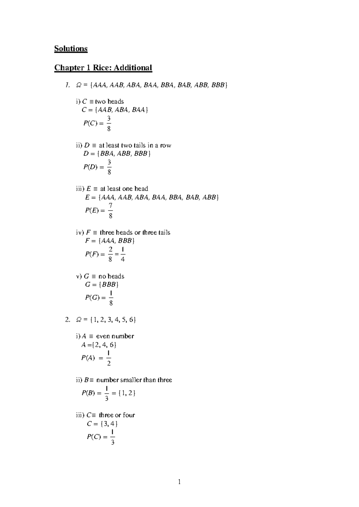 Chapter 1 Rice Add Solu - its for Stats - Solutions Chapter 1 Rice ...