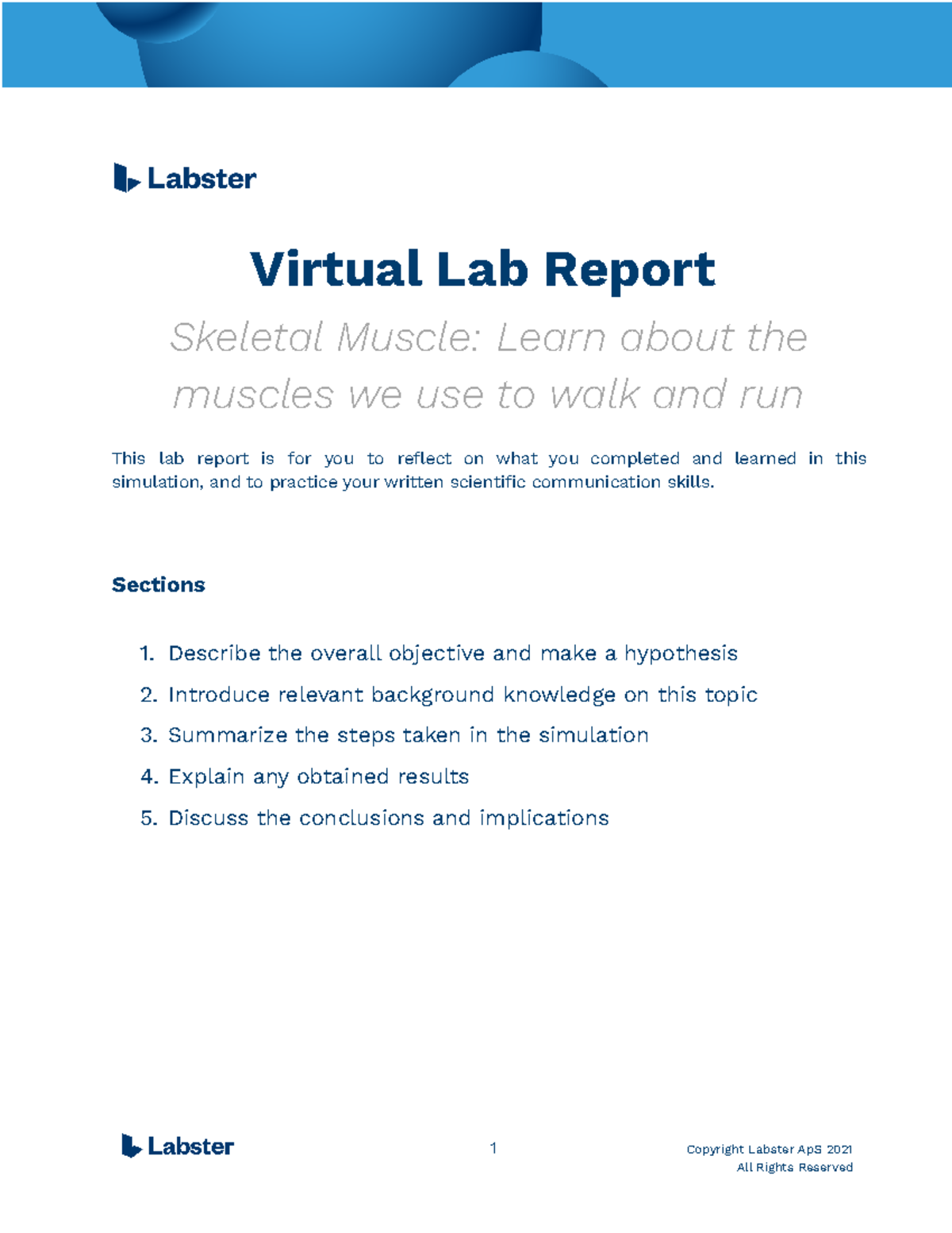 Lab Report Skeletal Muscle Learn about the muscles we use to walk and run - Virtual Lab Report ...