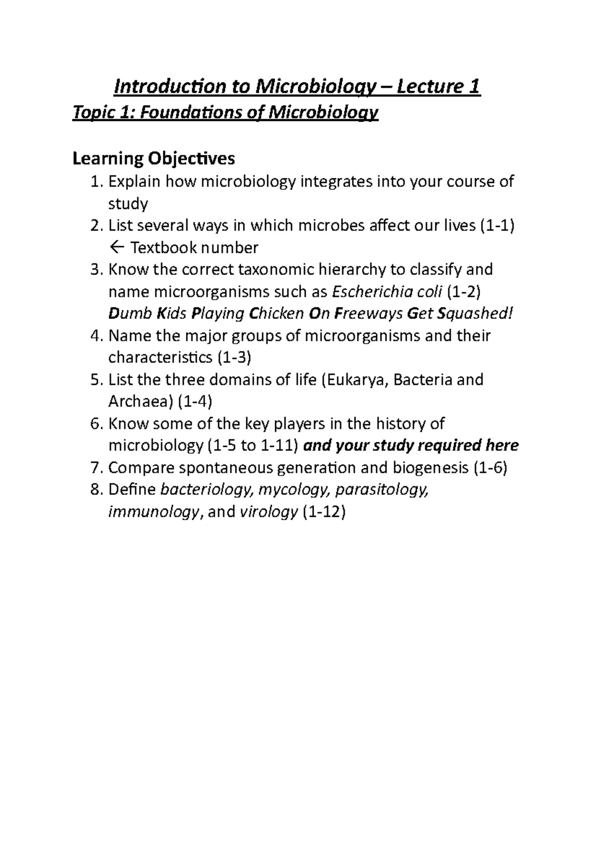 Introduction to Microbiology - Lecture 1 - Explain how microbiology ...