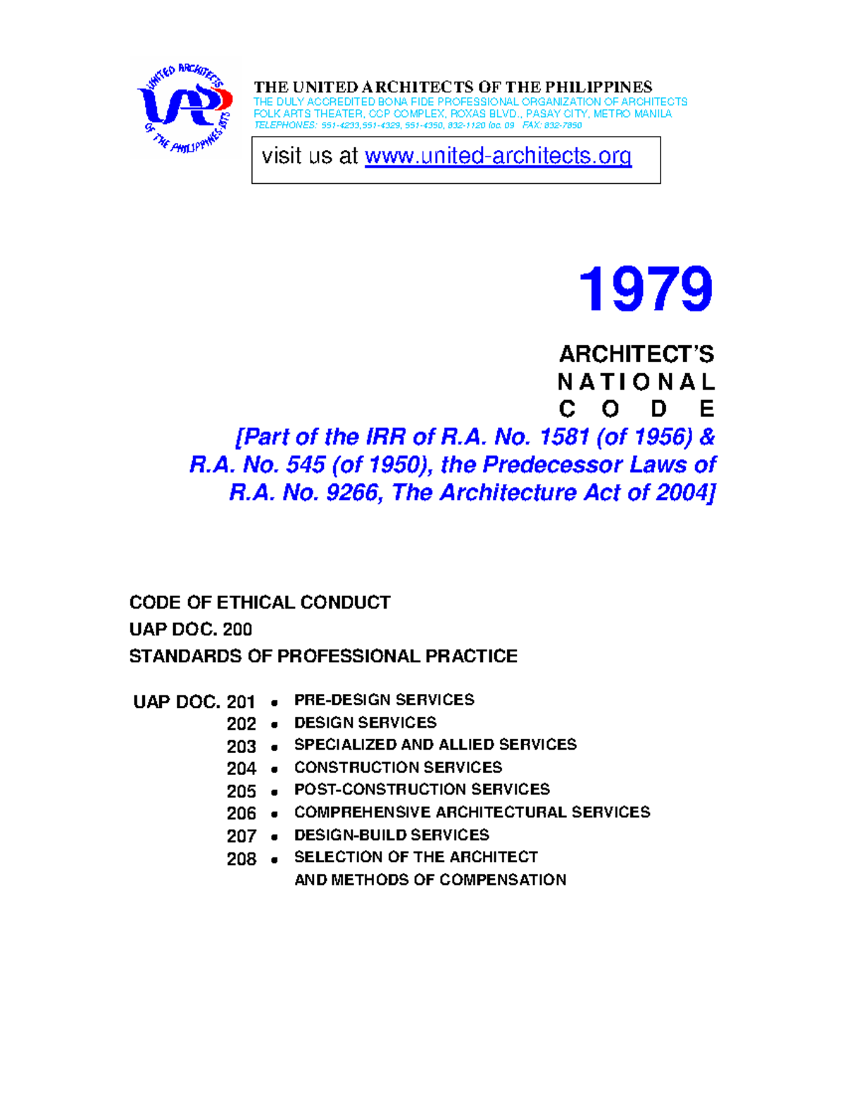 Architects National Code: Ethical Conduct & Professional Standards (UAP ...