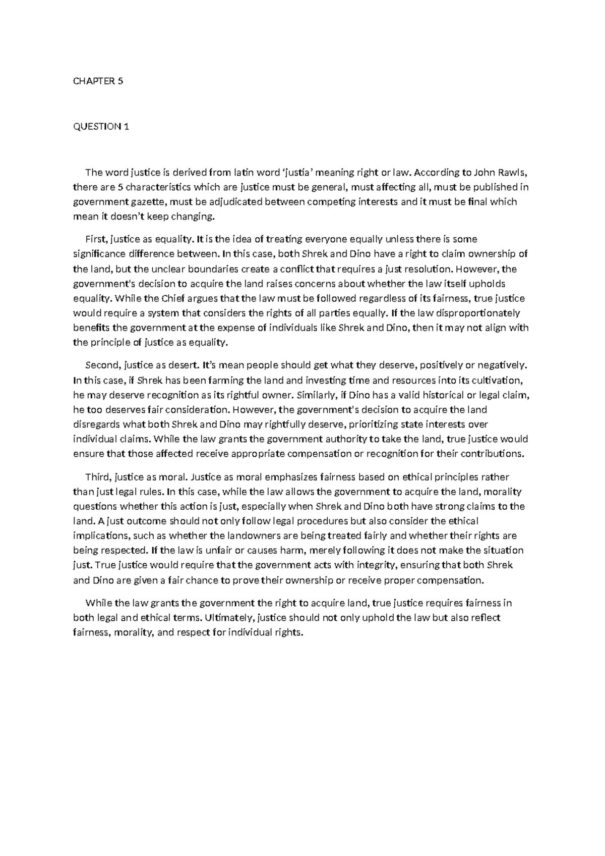 LAW034 TUTO - tuto madam cartaz - CHAPTER 5 QUESTION 1 The word justice ...