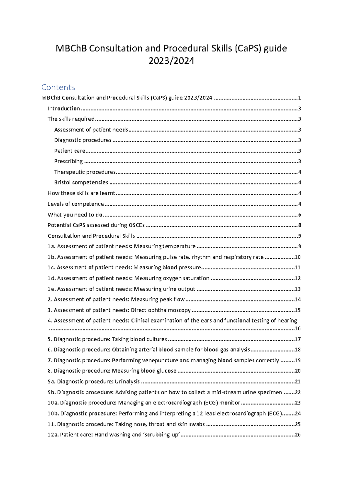 CAPs guide skills - MBChB Consultation and Procedural Skills (CaPS ...