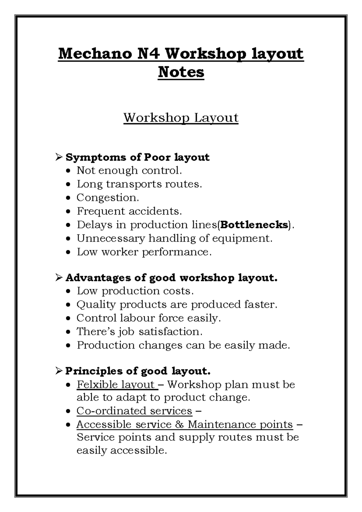 Mechano N4 Workshop Layout: Principles and Design Considerations Notes ...