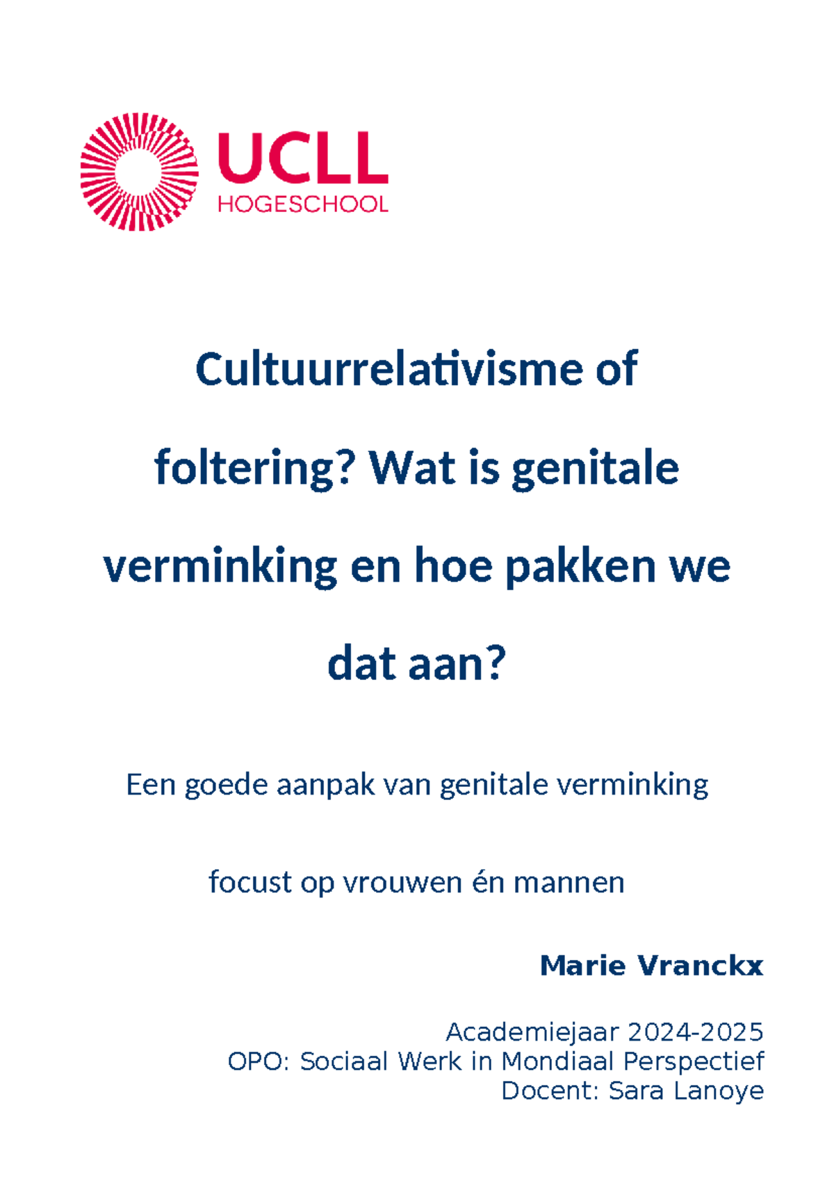 Genitale Verminking en Cultuurrelativisme: Een Kritische Analyse (SWIMP ...