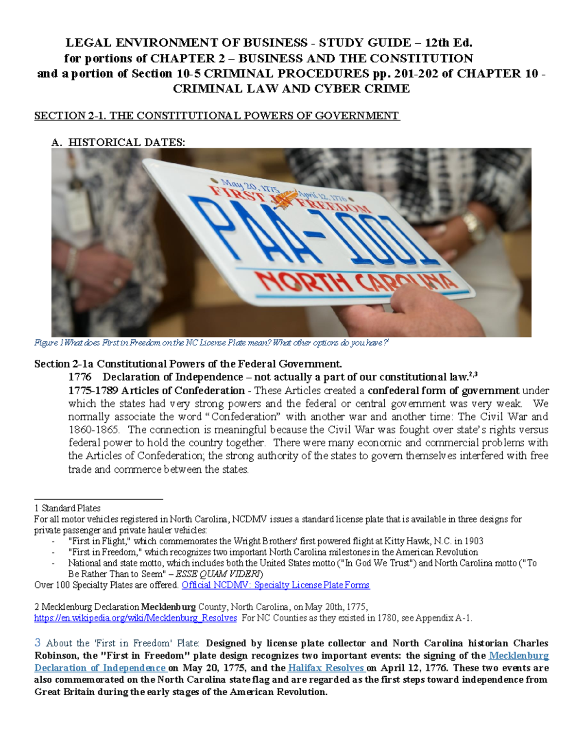 Legal Environment of Business Study Guide: Constitutional Powers ...