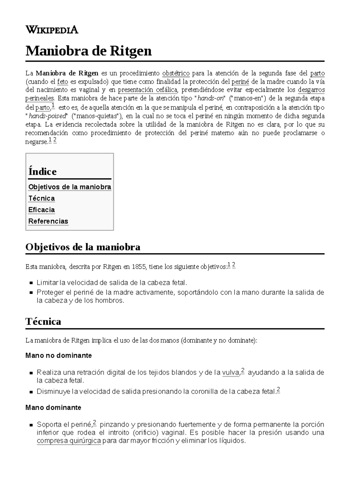 Maniobra de Ritgen - Procedimiento Obstétrico en Parto 45545 - Studocu