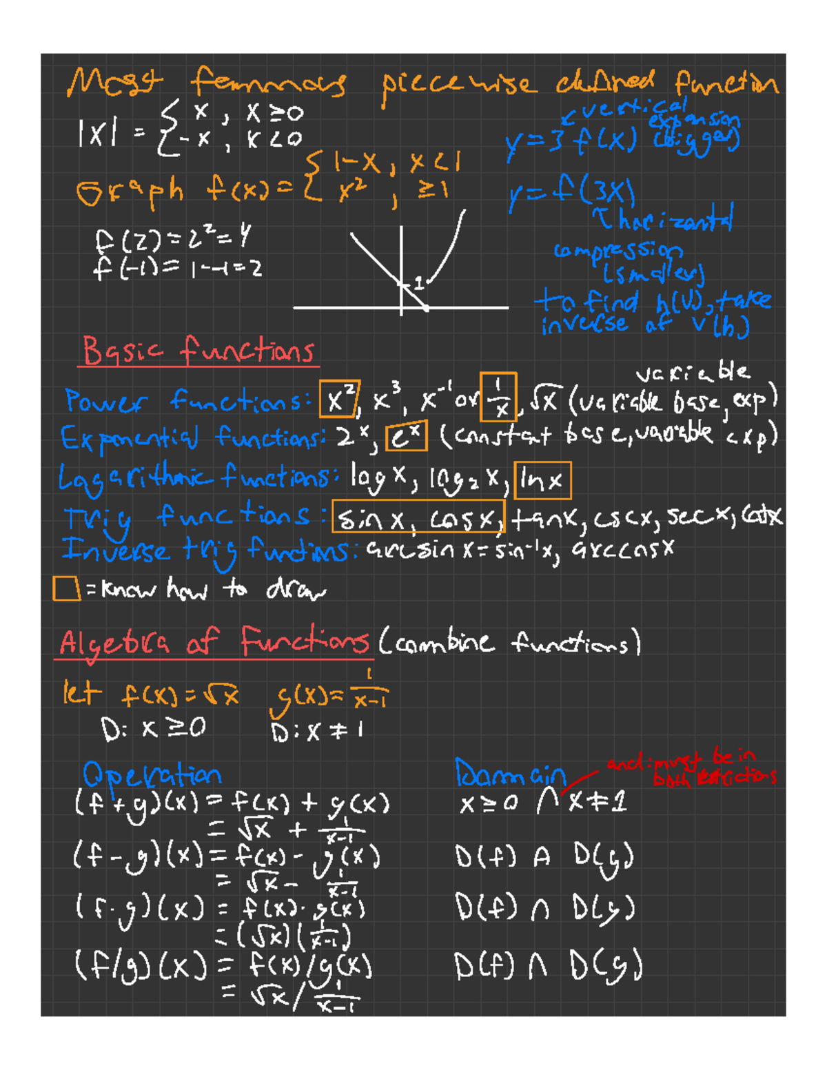 Calculus 1 Notes: Piecewise Functions and Graphing Techniques - Studocu