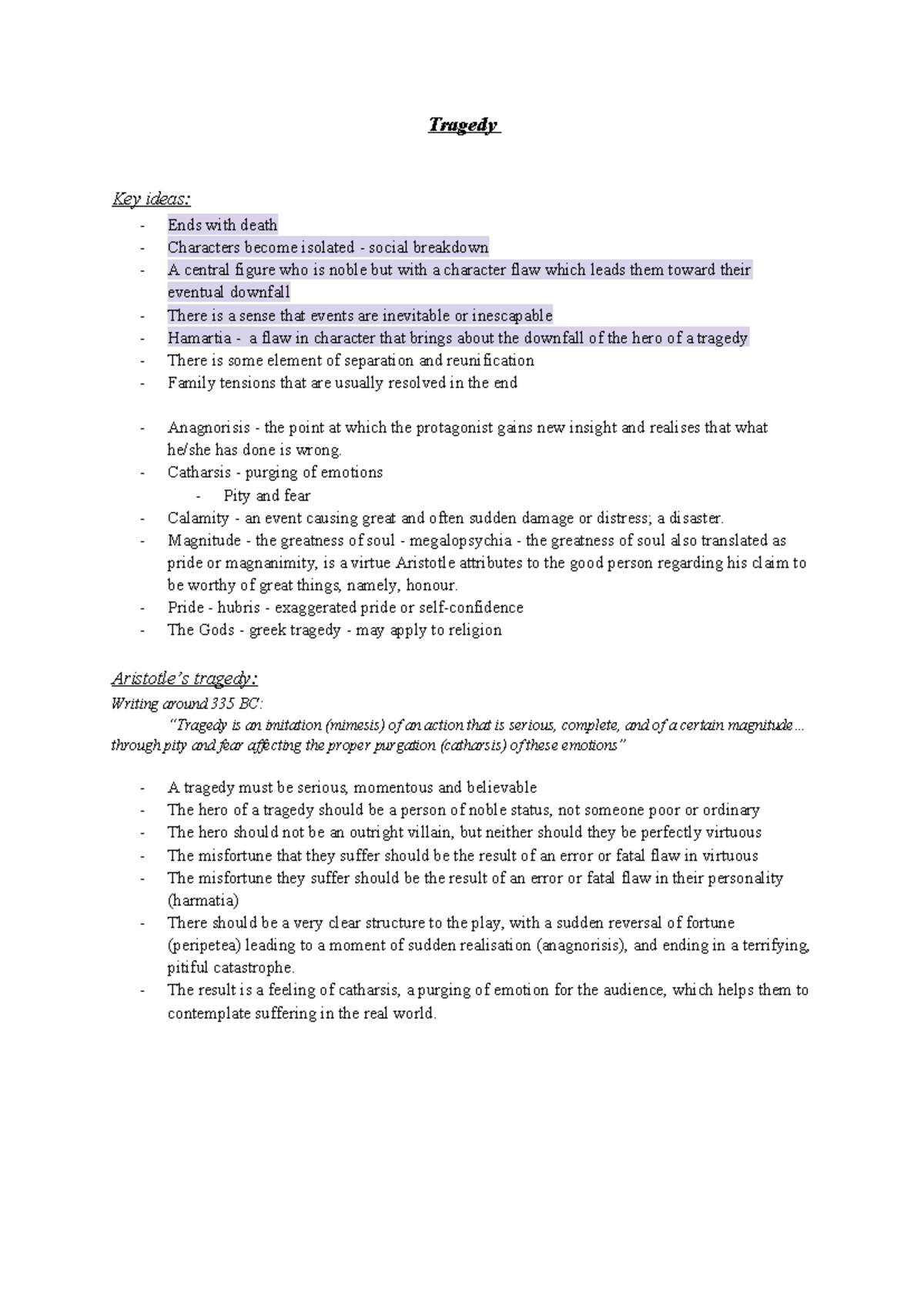Tragedy Analysis: Key Concepts and Themes in Literature - Studocu