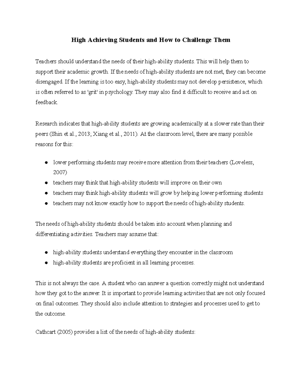 Challenging High Achieving Students - High Achieving Students and How ...